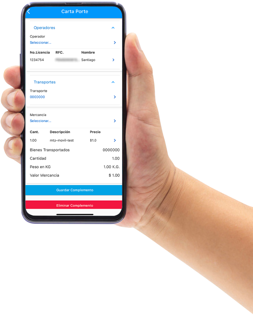 Carta Porte móvil - Facture App