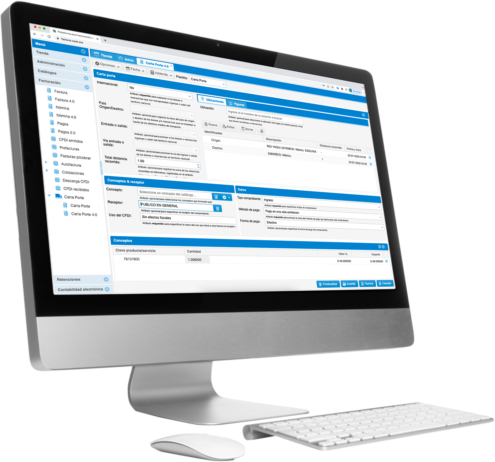 Carta Porte móvil - Facture App